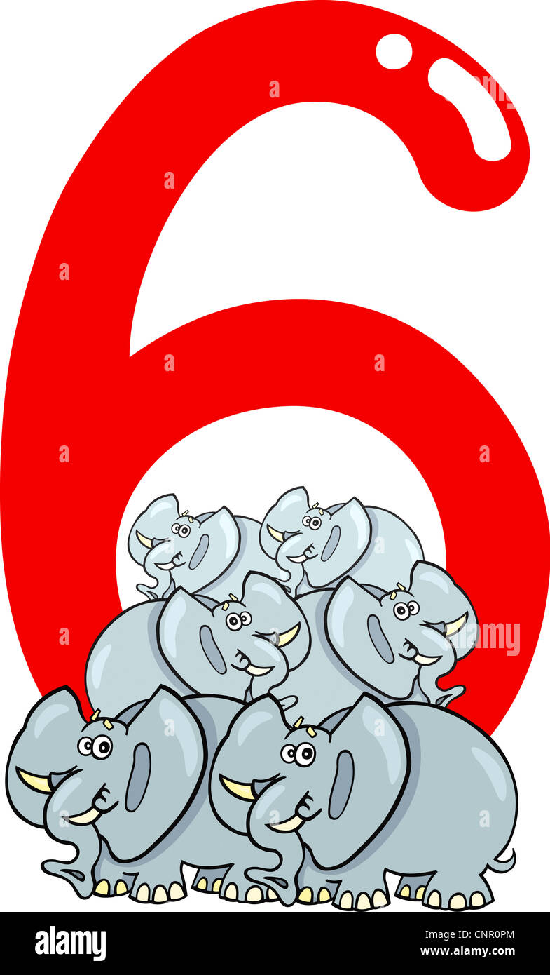 Cartoon illustration number six elephants hi-res stock photography and ...