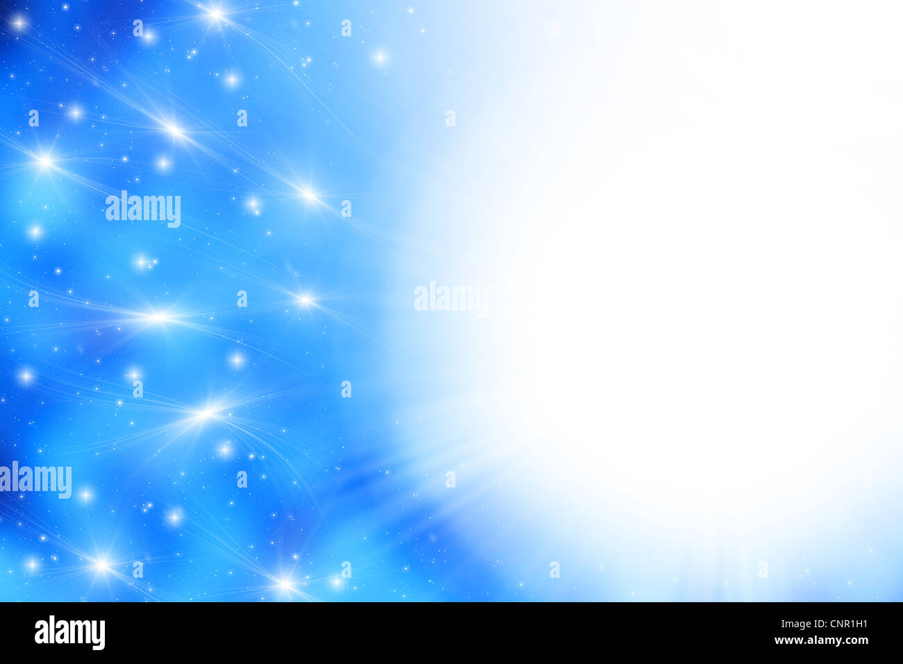 Blue space background with glowing stars galaxies & light Stock Photo ...