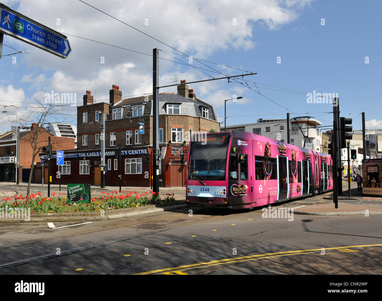 Croydon Tram at Reeves Corner in Magnum Advertising Livery -1 Stock ...