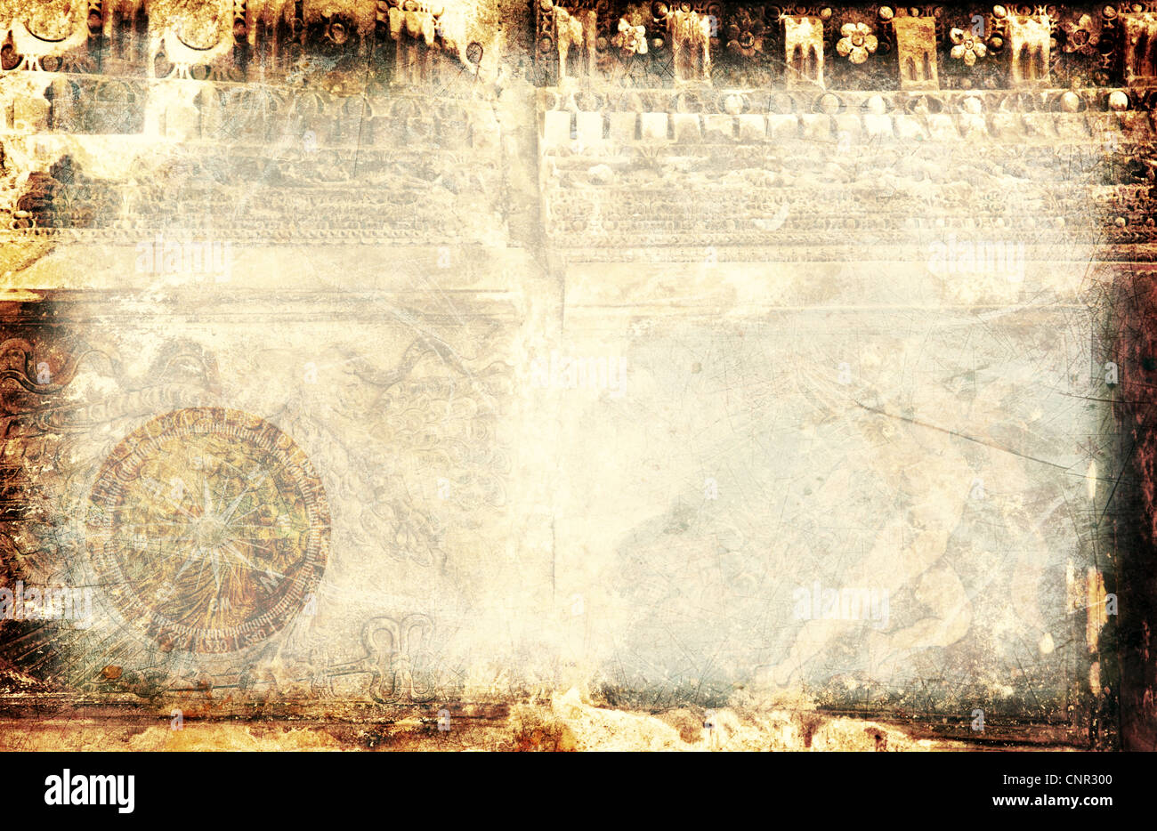 Grunge old background with antique sculpture & compass Stock Photo - Alamy