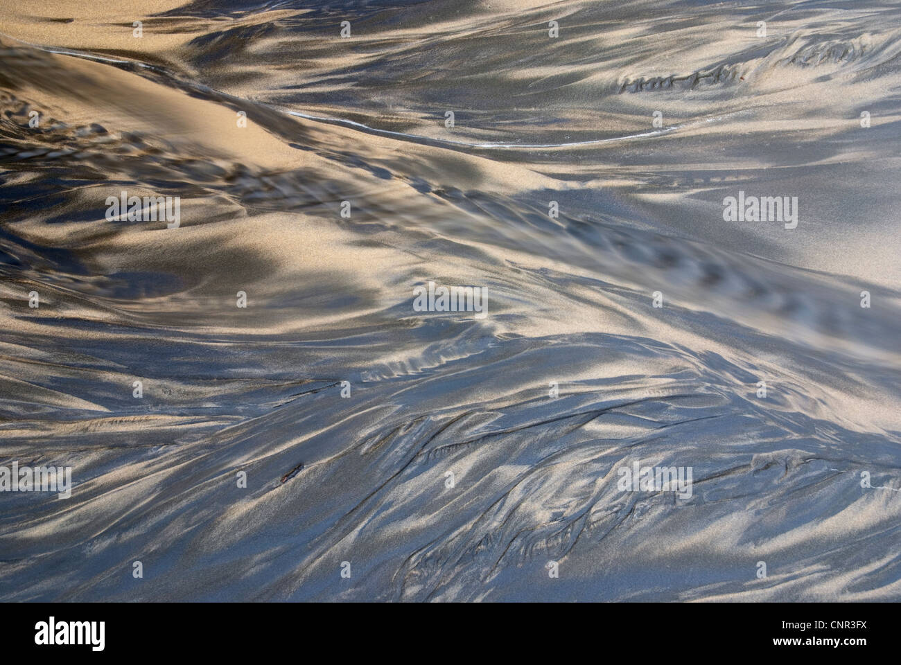 Beach sand with a small trickle of water flowing Stock Photo - Alamy