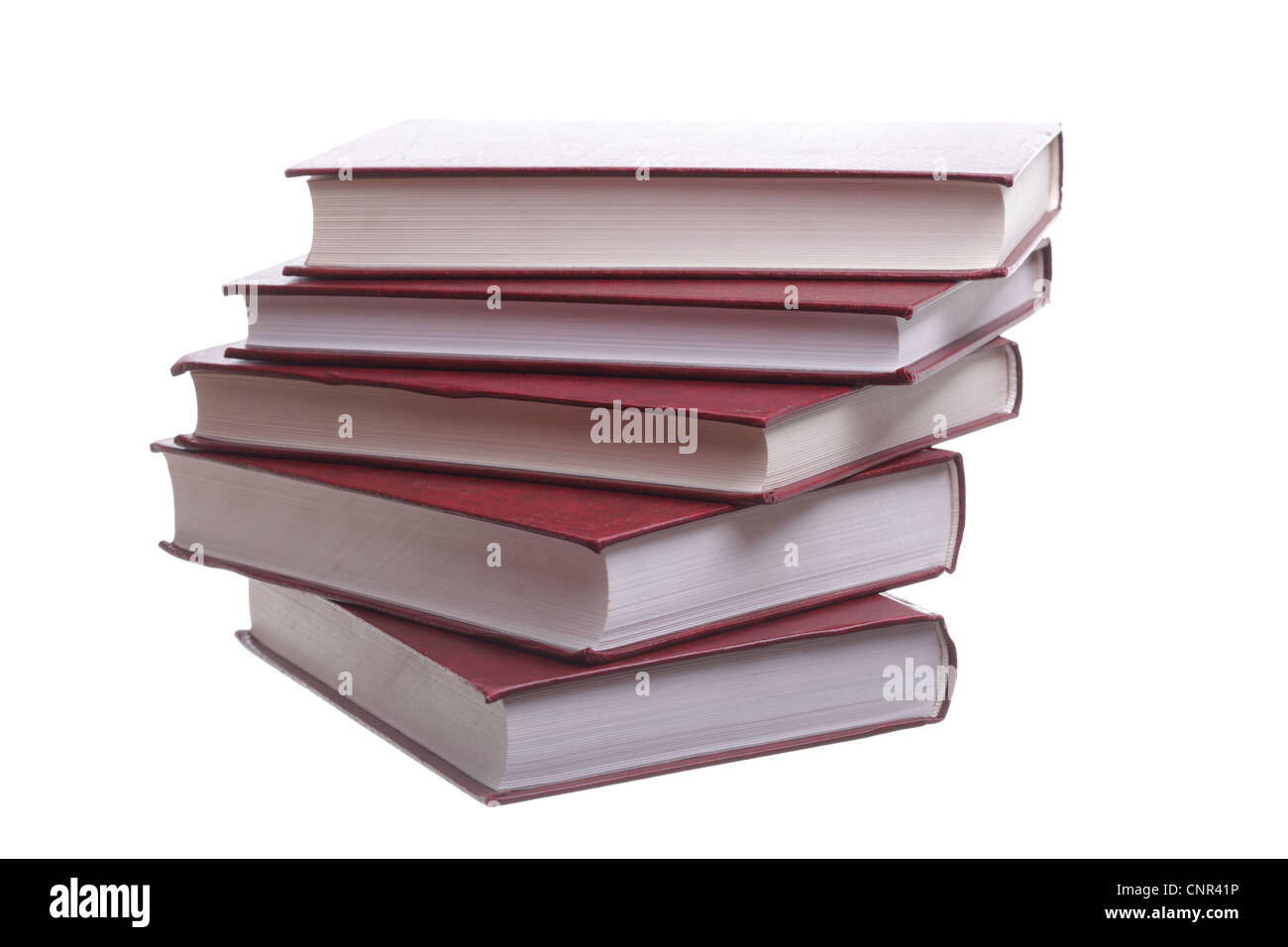 Isolated on white stack red book library object Stock Photo - Alamy