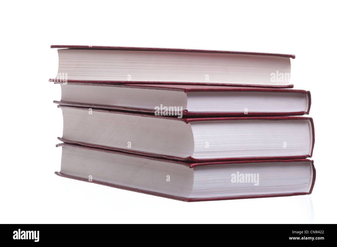 Isolated on white stack red book library object Stock Photo - Alamy