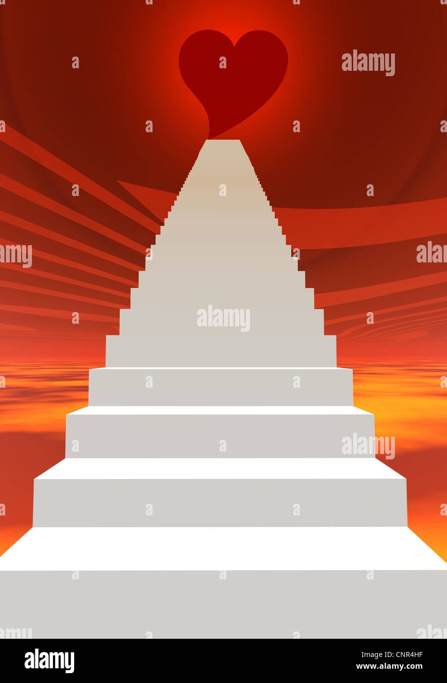 White stairs leading to a red heart for love Stock Photo - Alamy