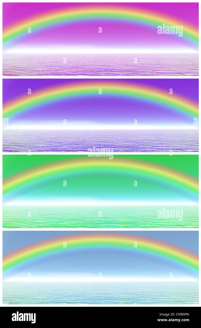 Set of rainbow in different color background Stock Photo - Alamy