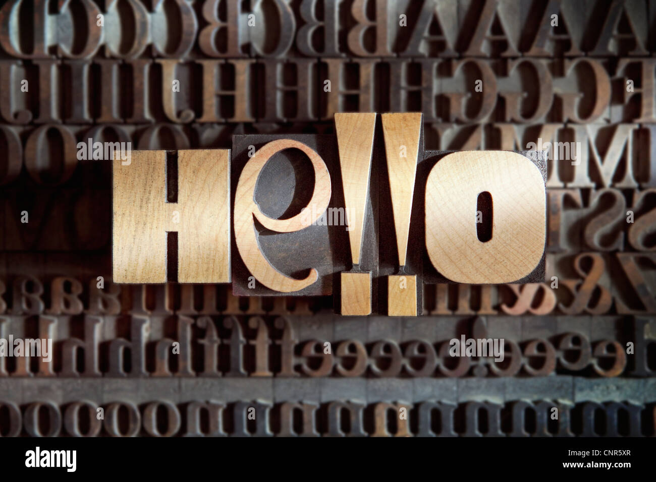 Hello Spelled with Letterpress Stock Photo - Alamy