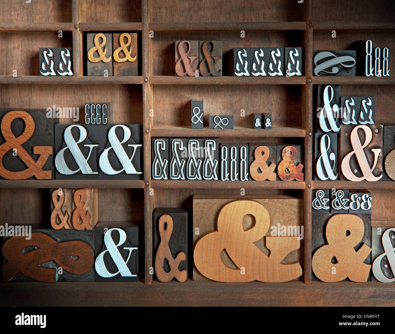 Ampersands in Letterpress Drawer Stock Photo - Alamy