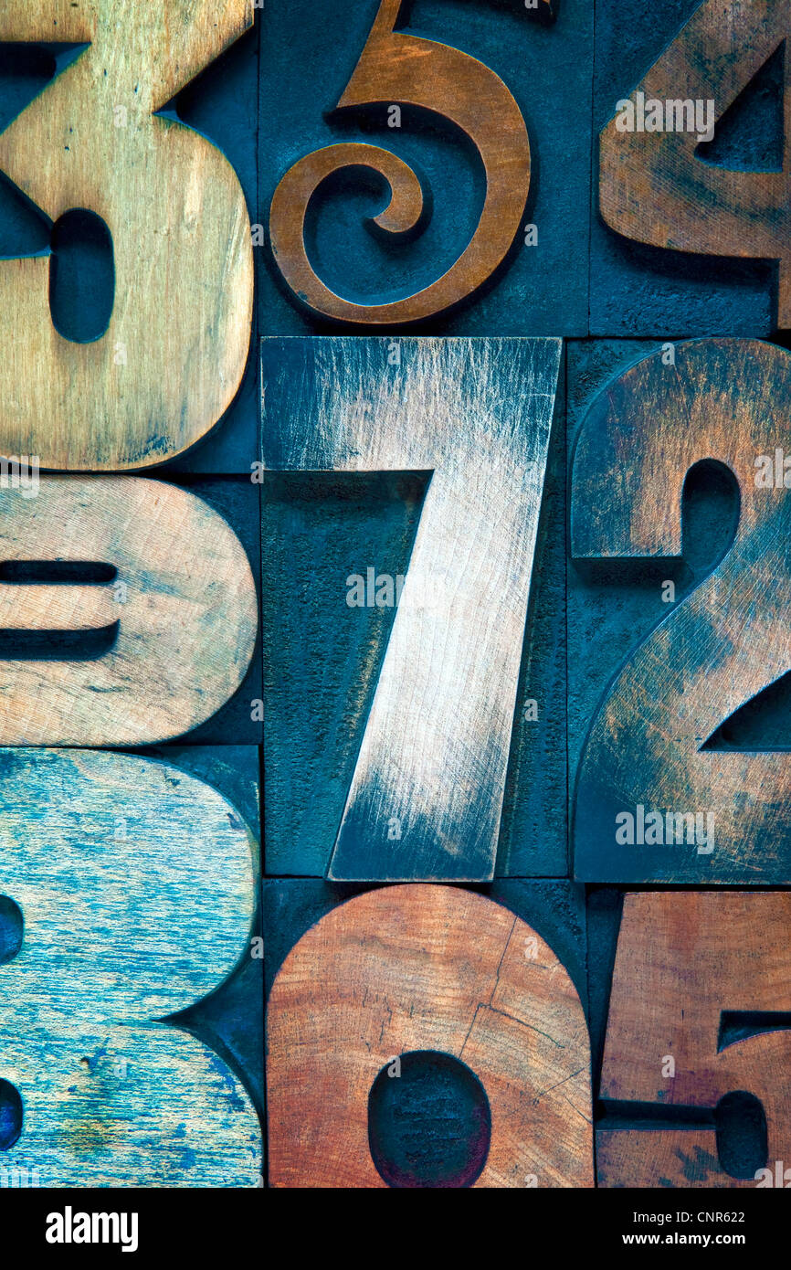 Wooden Letterpress Numbers Stock Photo - Alamy