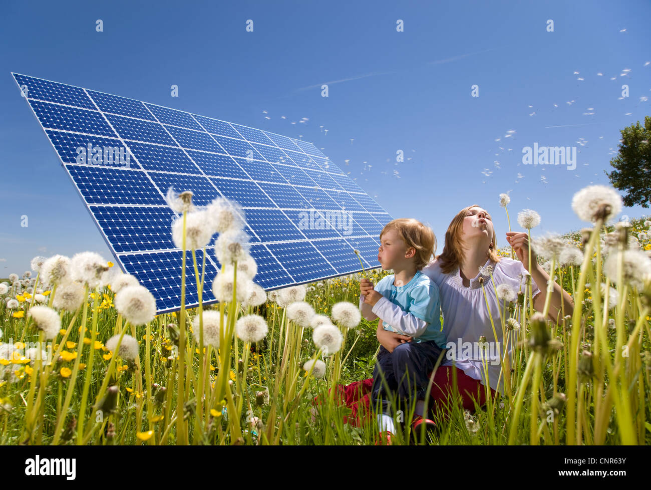 Children in field with solar panels Stock Photo - Alamy