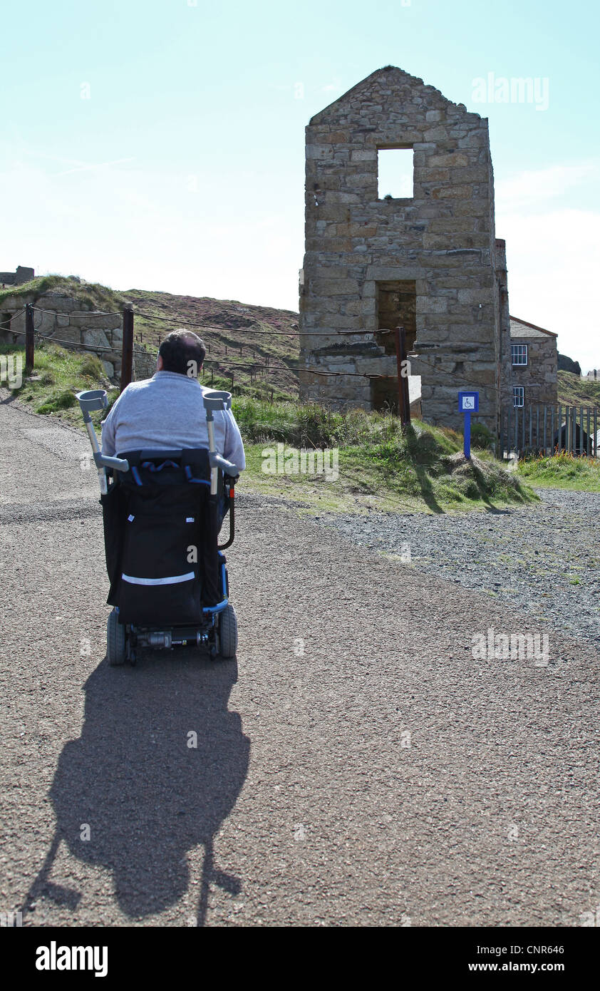A disabled person using the wheel chair access, Levant Tin Mine ...