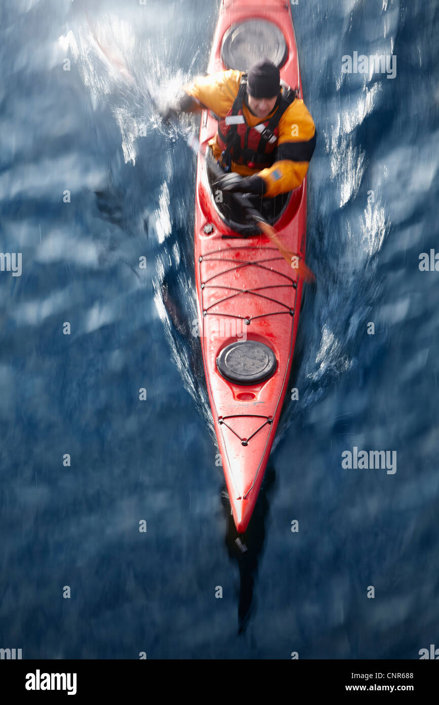 Aerial view kayaker man paddling hi-res stock photography and images ...