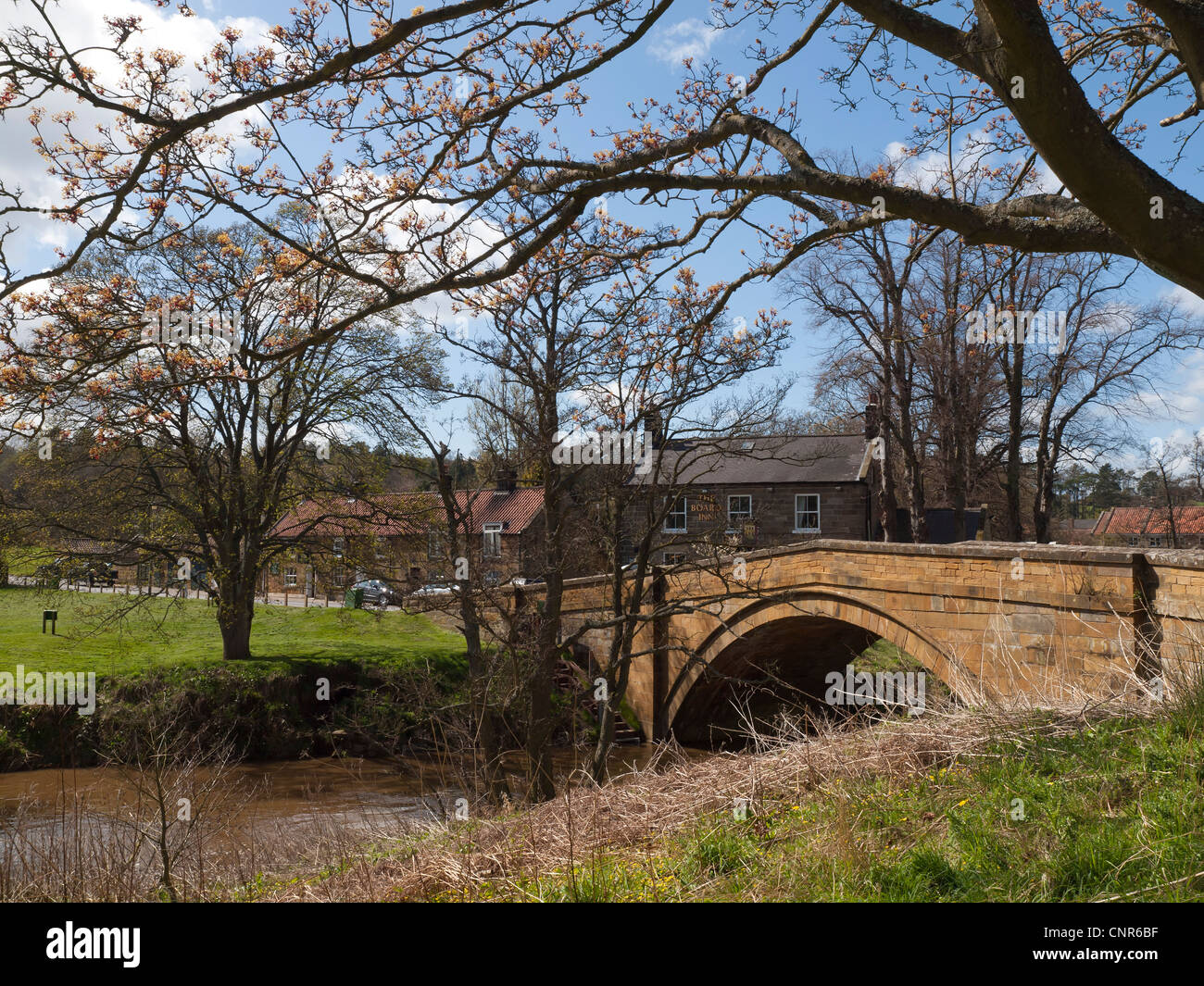 Bridge over the river Esk and pub in Lealholm North Yorkshire UK Stock ...