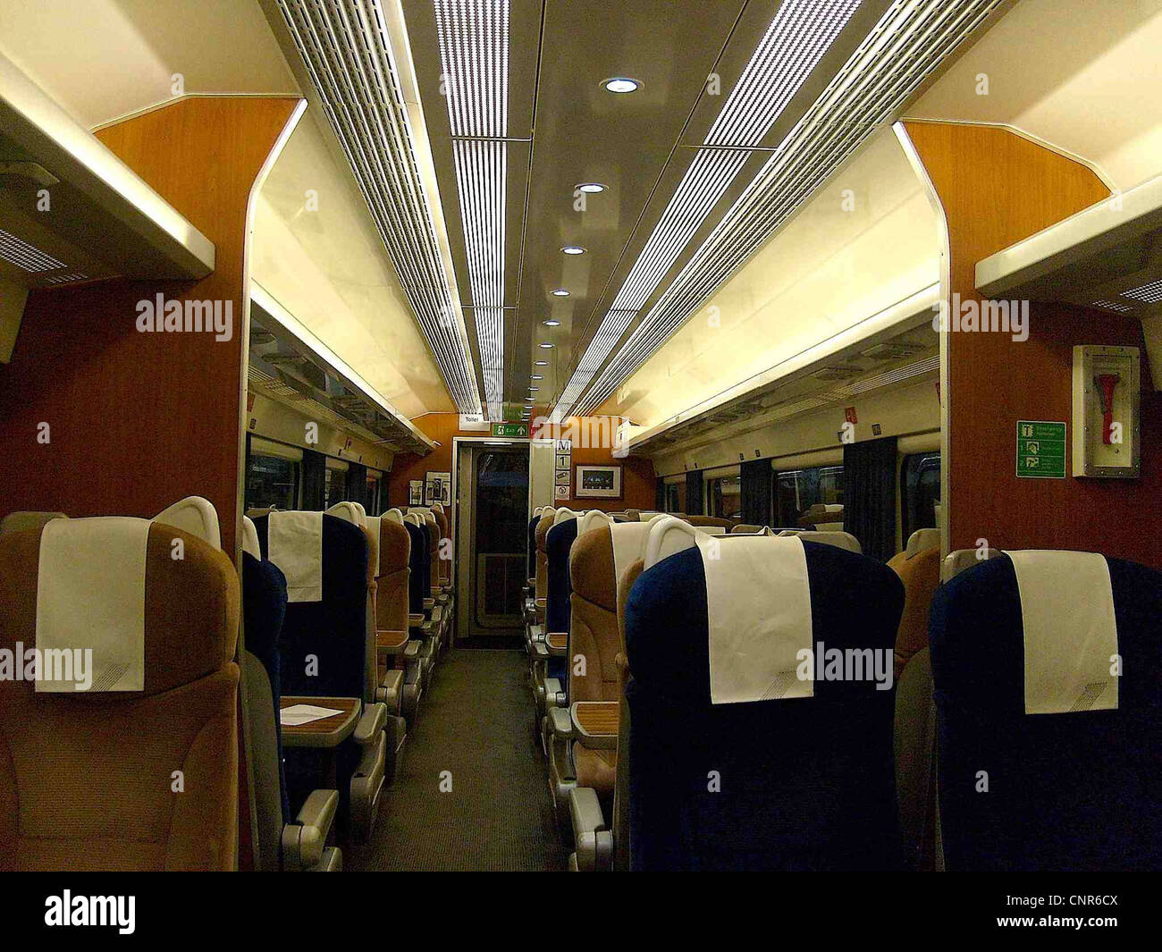 The interior of First Class aboard a refurbished GNER Mark 3 TF vehicle ...