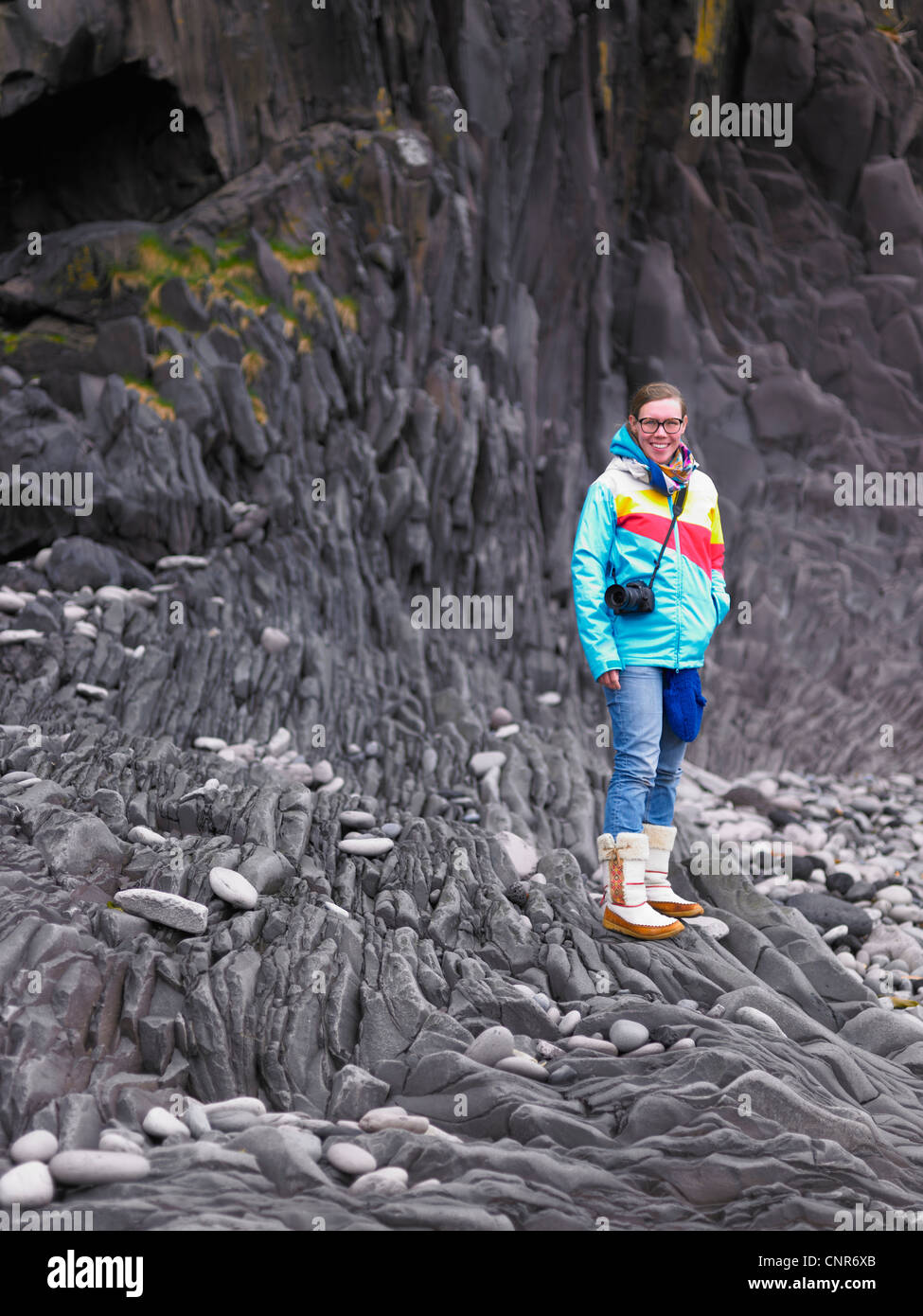 Woman exploring rock formations Stock Photo - Alamy