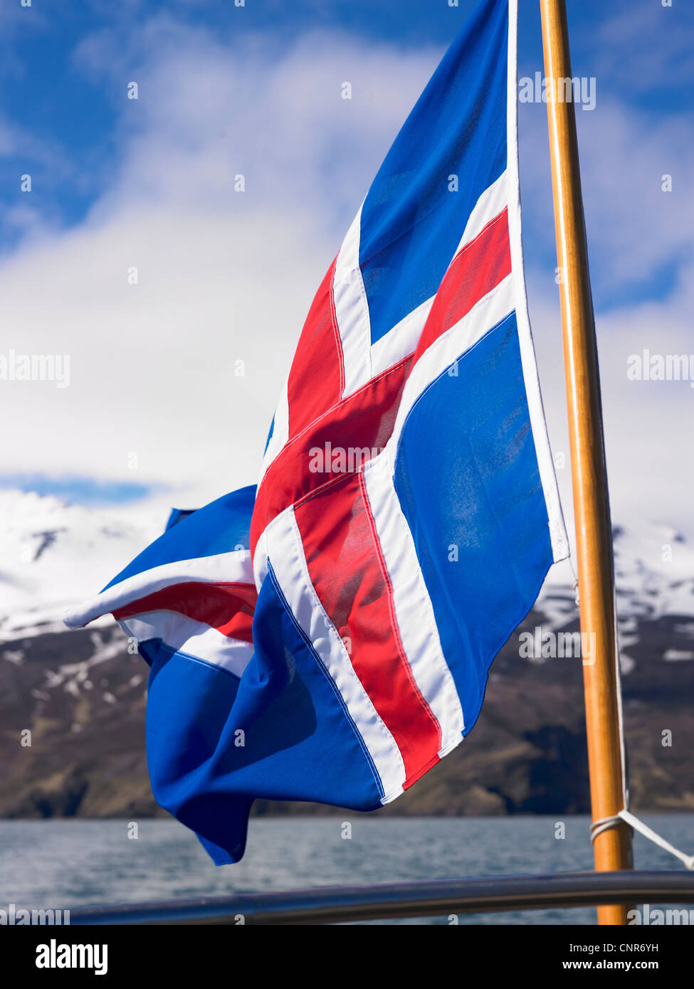 Icelandic flag on boat Stock Photo - Alamy