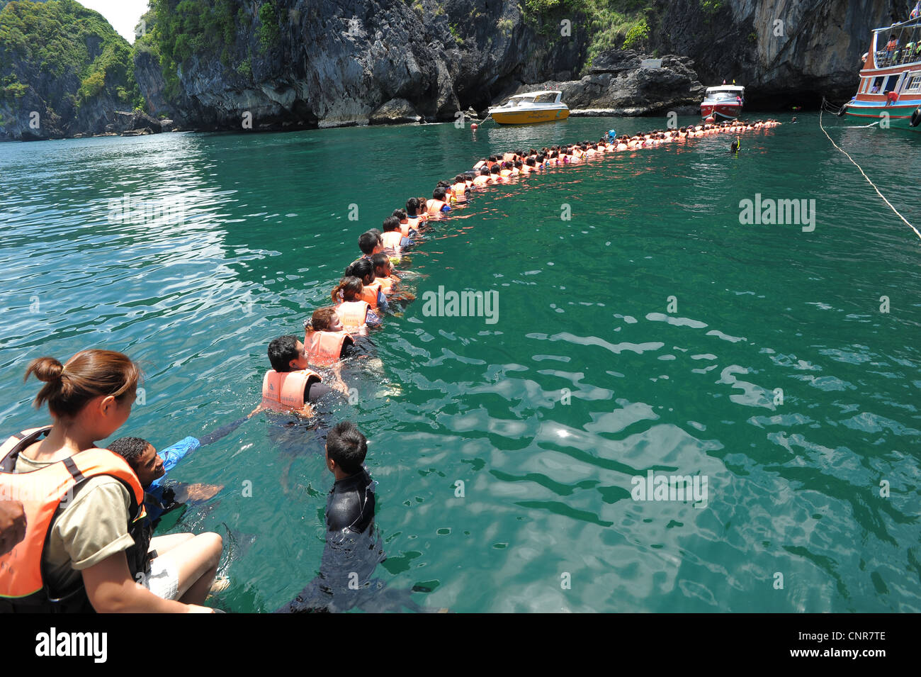 Swimming into Morakot cave atoll, the island of koh mook (also known as ...