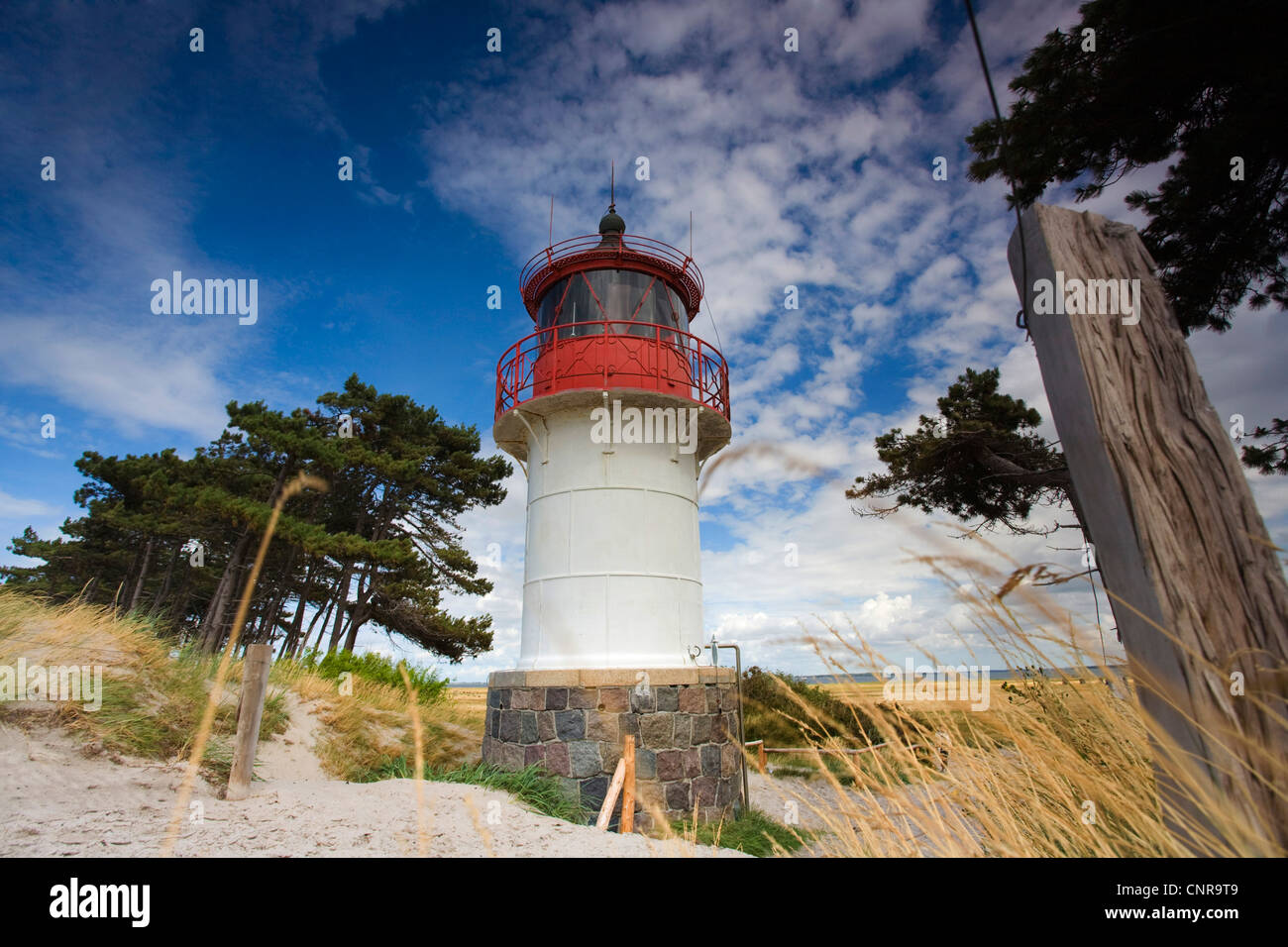 lighthouse at coastal landscape, Germany, Mecklenburg-Western Pomerania ...