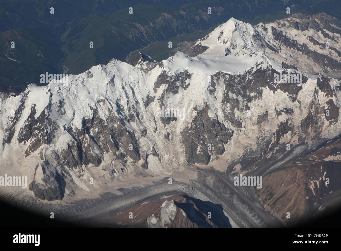 Aerial view of the Bezengi Northern Face in the Grater Caucasus on the ...
