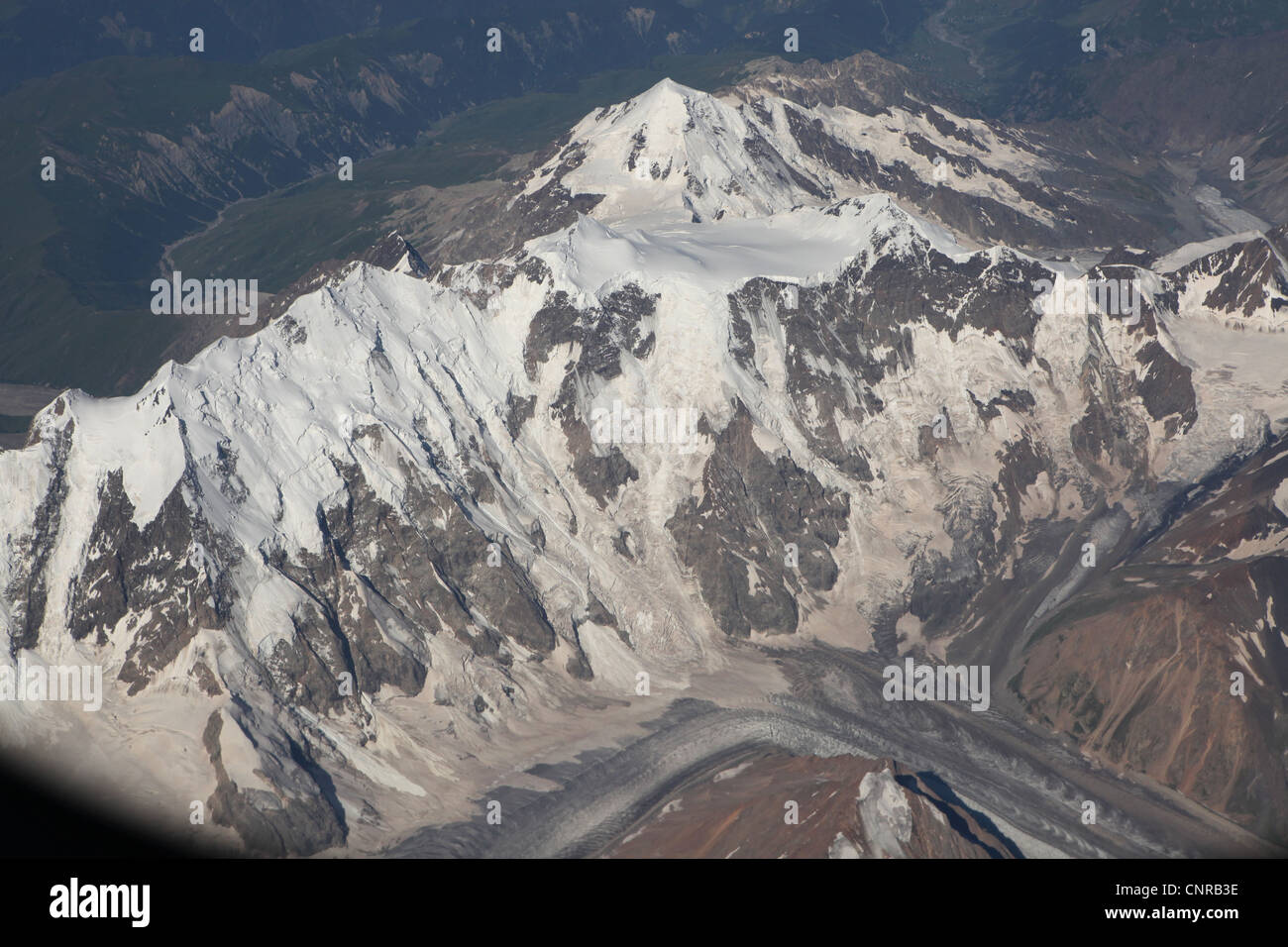 Aerial view of the Bezengi Northern Face in the Grater Caucasus on the ...