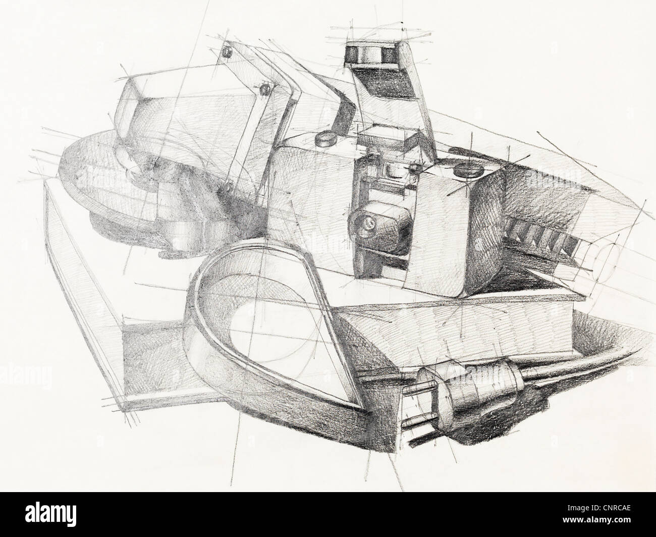 artistic study of object shapes composition, drawn by hand Stock Photo ...
