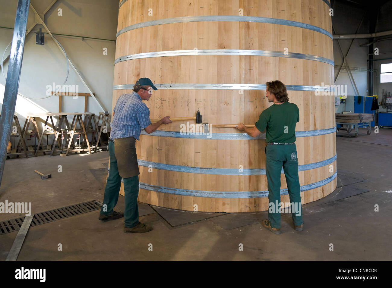 One of the last barrel winemaking step: the hammer finishing process ...