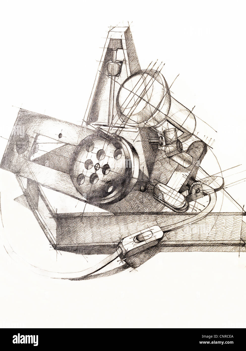 artistic study of object shapes composition, drawn by hand Stock Photo ...