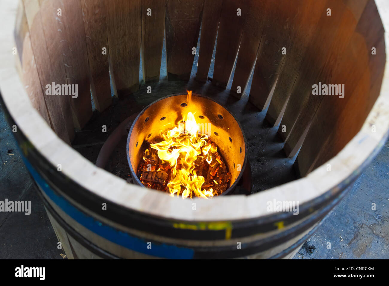 Cooperage Damy Father and Sun. Meursault, France., The toasting process ...