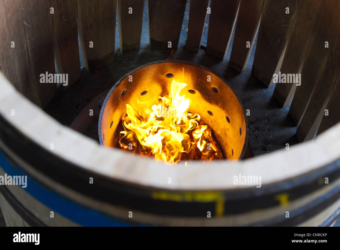 Cooperage Damy Father and Sun. Meursault, France., The toasting process ...