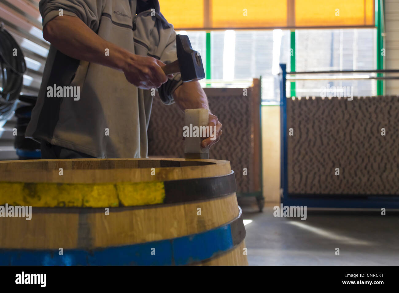 The Hooping process., Cooperage Damy Father and Sun. Meursault, France ...