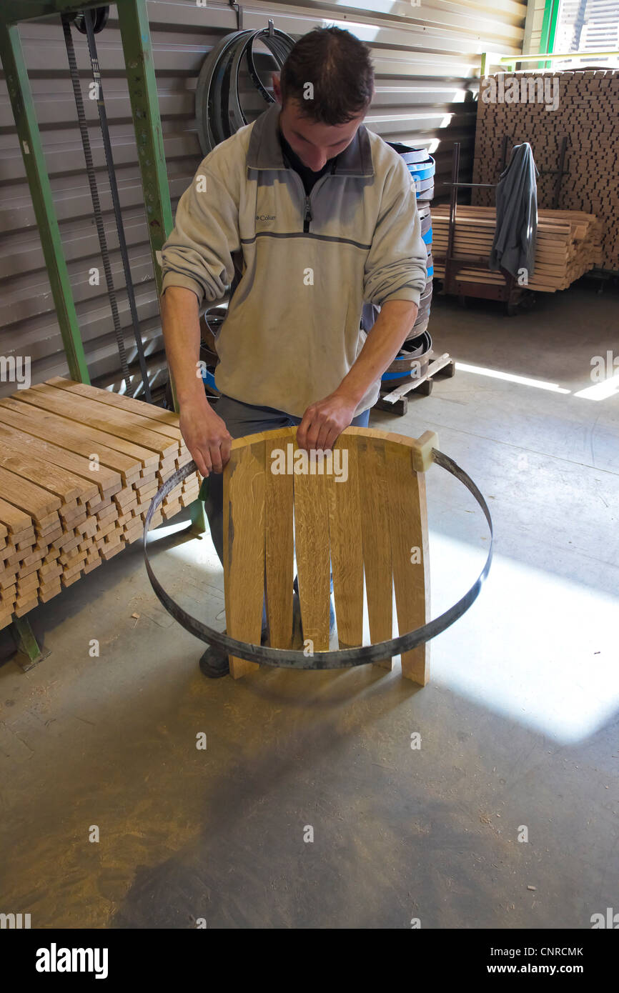 The hooping process , Cooperage Damy Father and Sun. Meursault, France ...