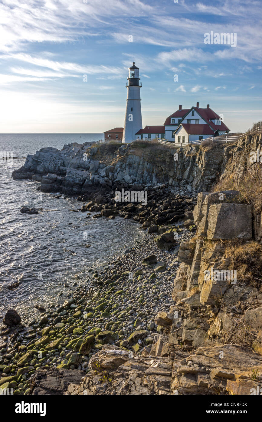 Portland Head light, lighthouse on the coast of Maine in South Portland ...