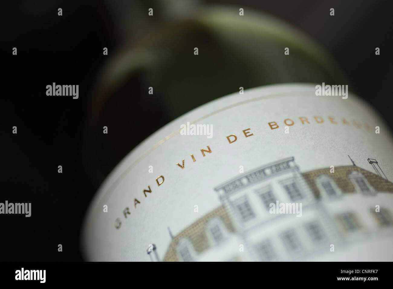 Grand Vin de Bordeaux wine bottle label closeup Stock Photo - Alamy