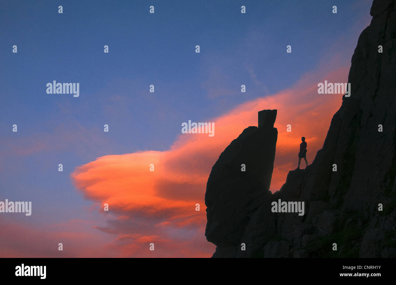 Sunset from the Sphynx rock in Great gable in the Lake District UK ...