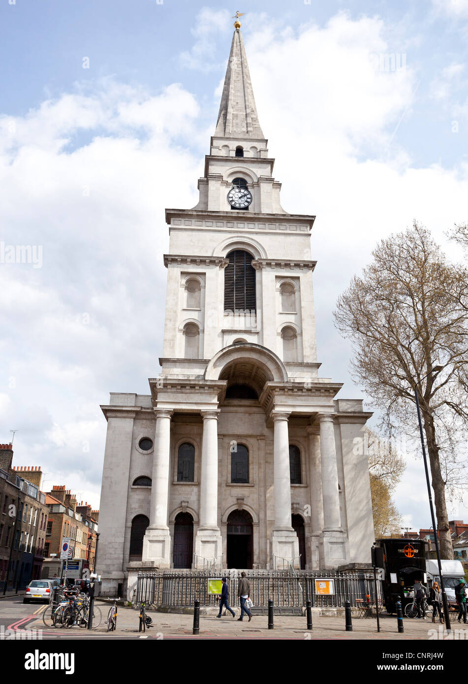 Front view of Christ Church, Spitalfields, Commercial Street, London ...