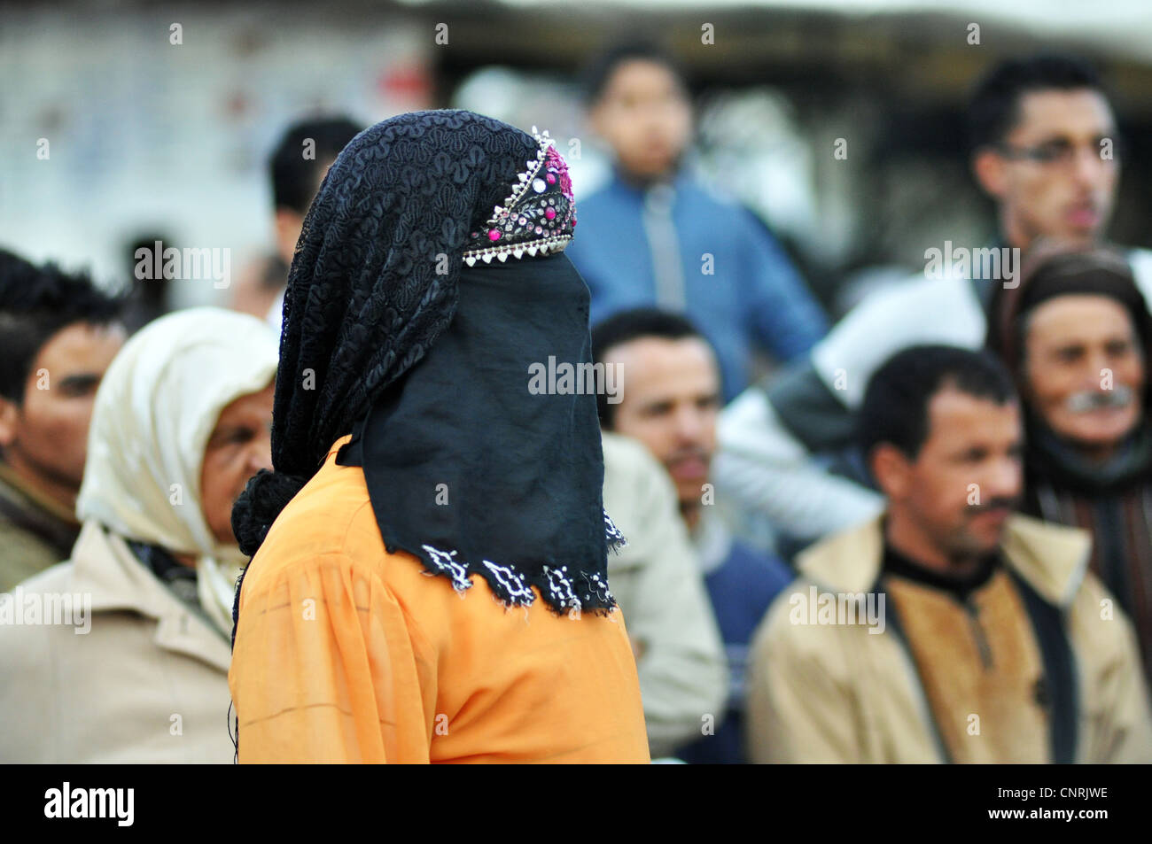 Veiled Woman wearing the full burqa Marrakech Morocco Stock Photo - Alamy