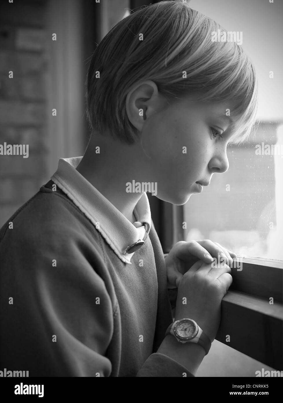 Girl looking out Black and White Stock Photos & Images - Alamy