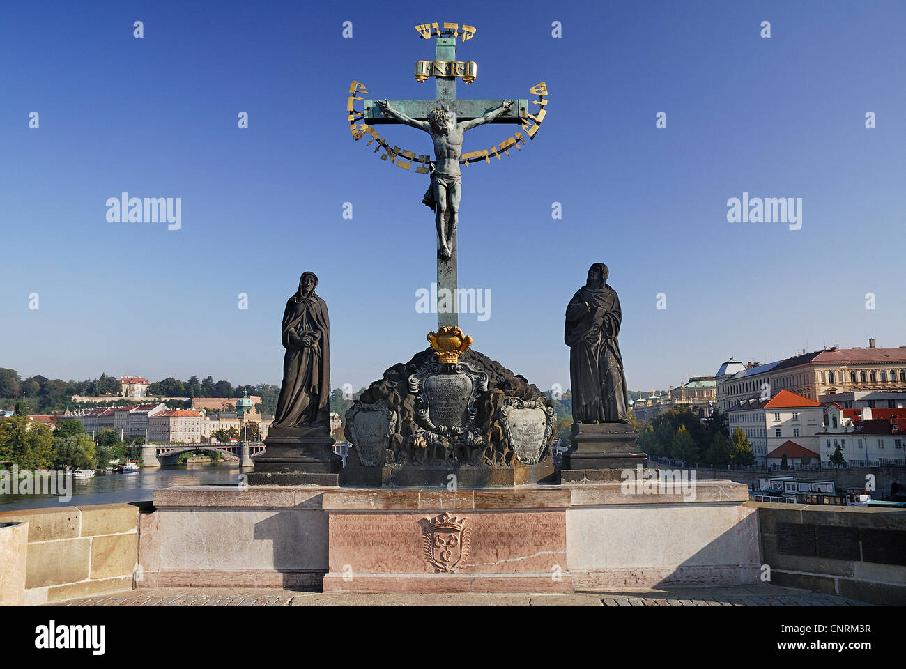 Prague Charles Bridge Calvary Stock Photo - Alamy