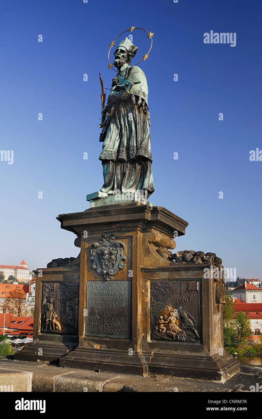 Prague Charles Bridge - Statue of St John of Nepomuk Stock Photo - Alamy