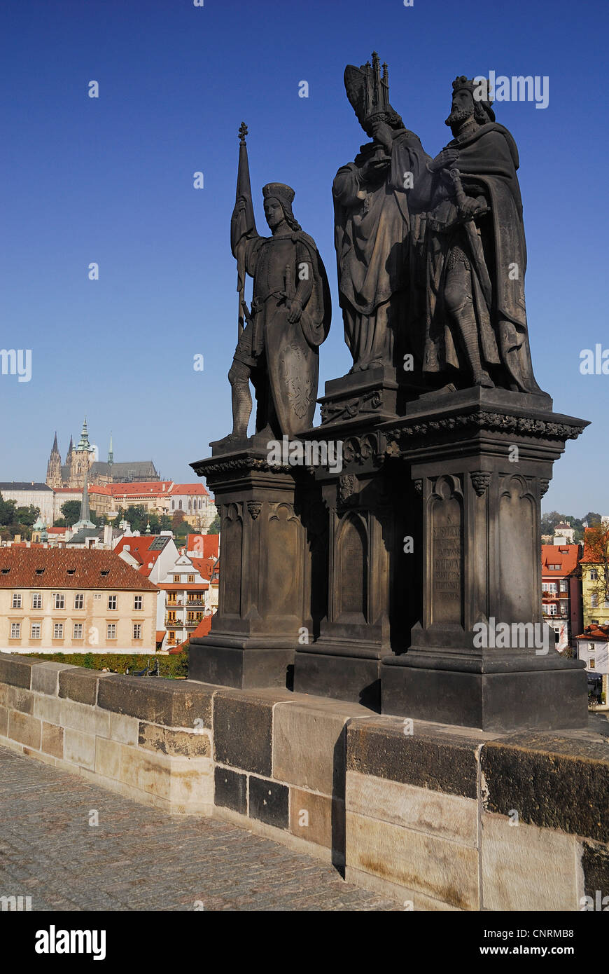 Prague Charles Bridge Statue of Saints Norbert of Xanten Stock Photo ...