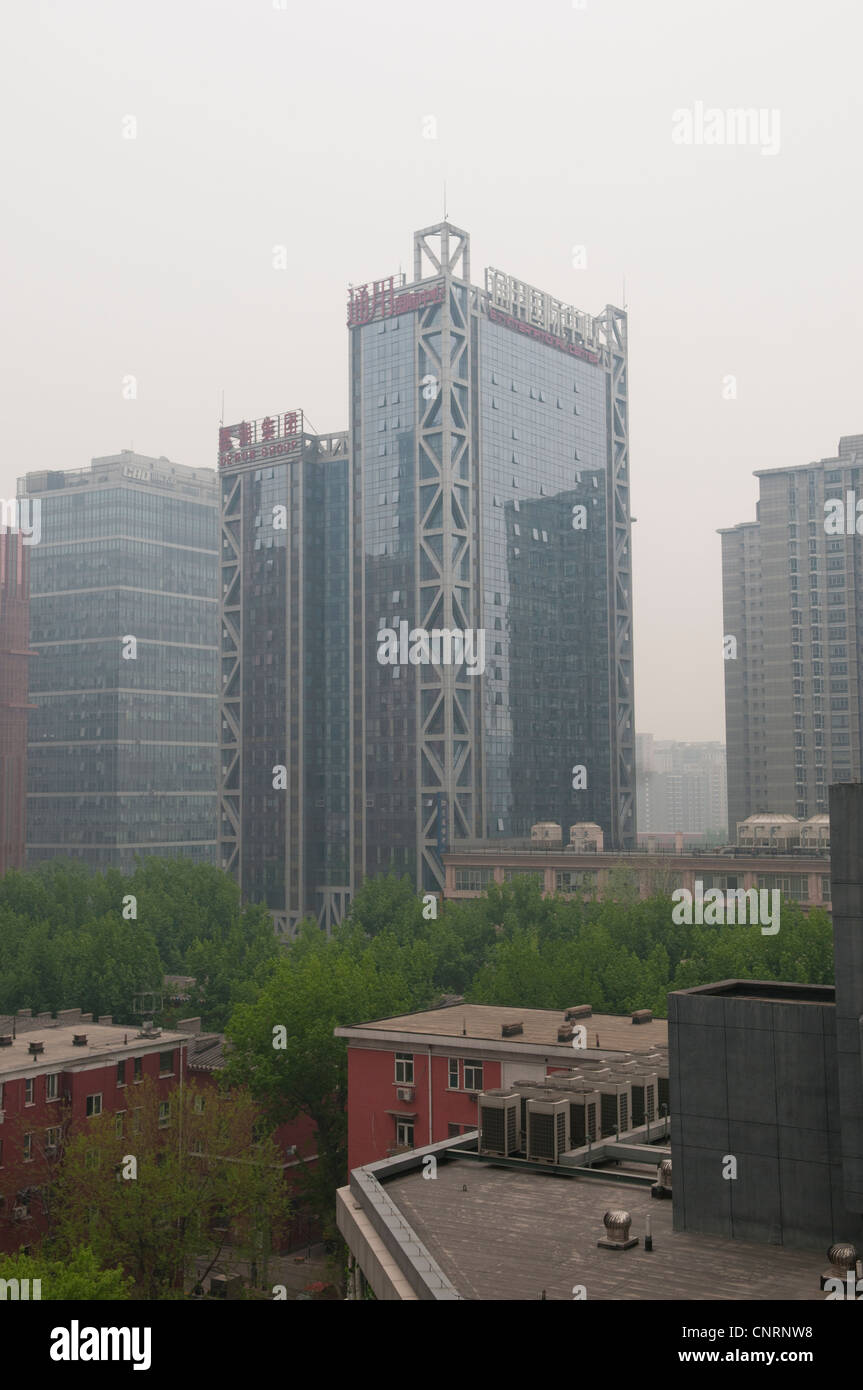 Pollution in city centre of Beijing Stock Photo - Alamy