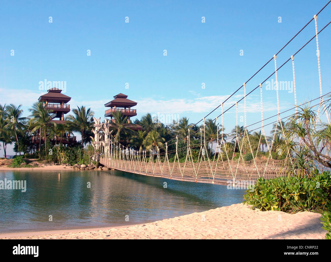 Rope bridge to the most Southern point of Continental Asia at Sentosa ...