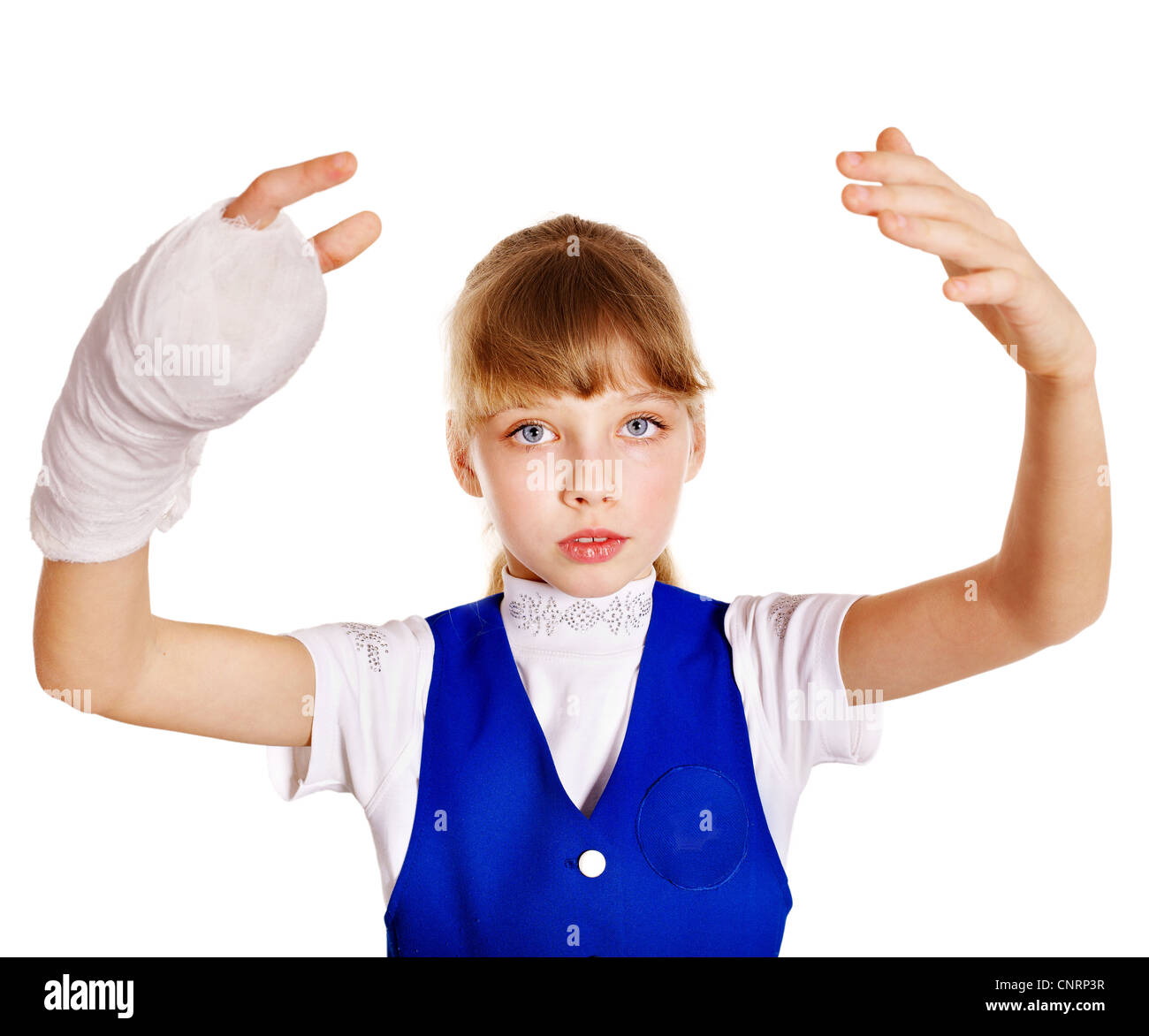 Child with broken arm. Isolated Stock Photo - Alamy