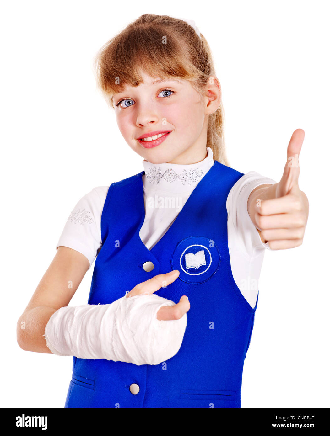 Child with broken arm. Isolated Stock Photo - Alamy