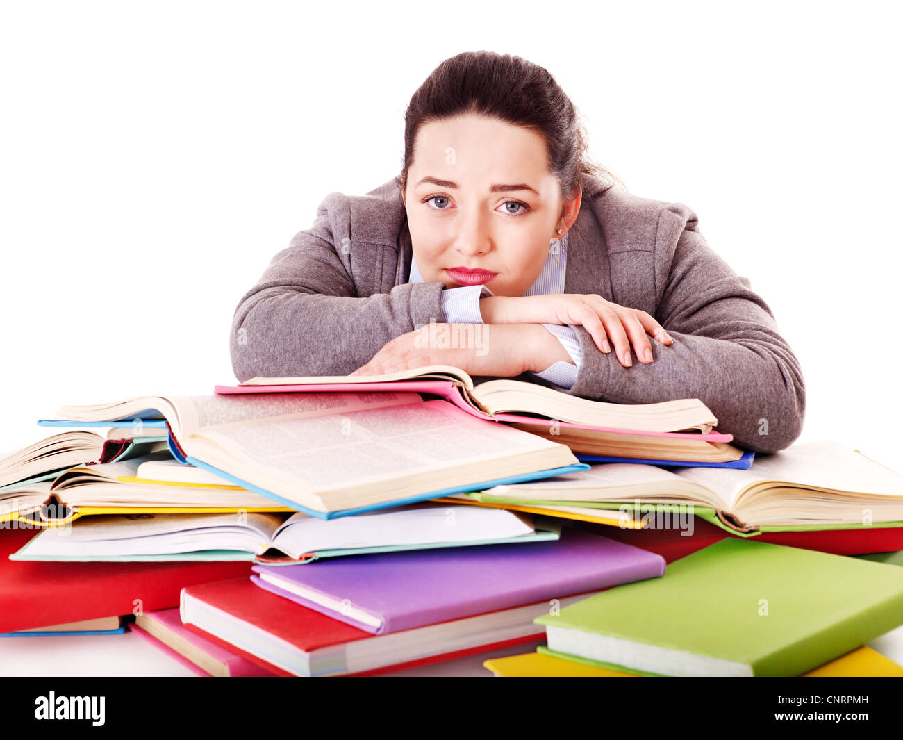 Woman holding book. Isolated Stock Photo - Alamy