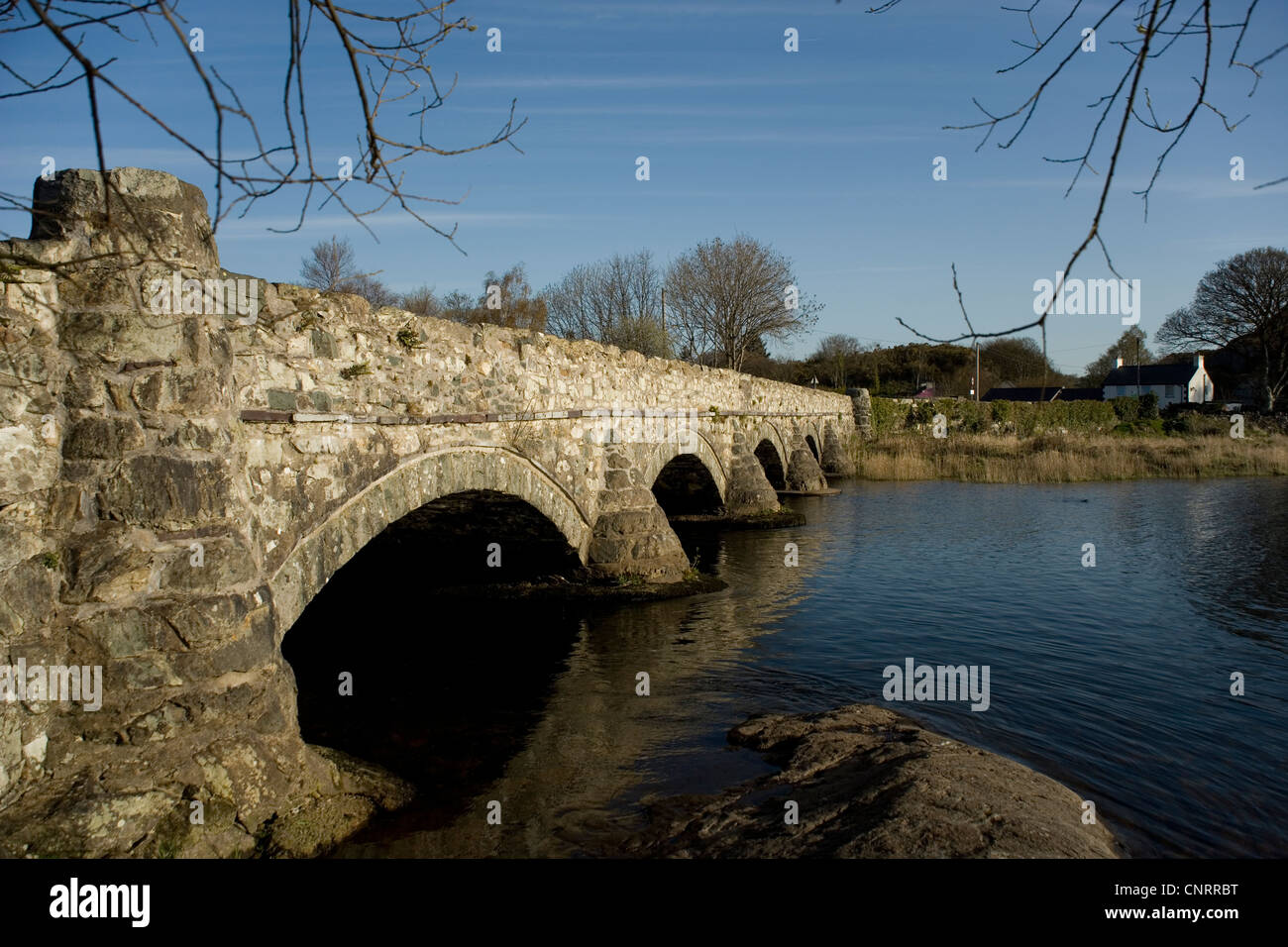Pen y Llyn bridge on Lake Padarn, Llanberis North Wales Stock Photo - Alamy