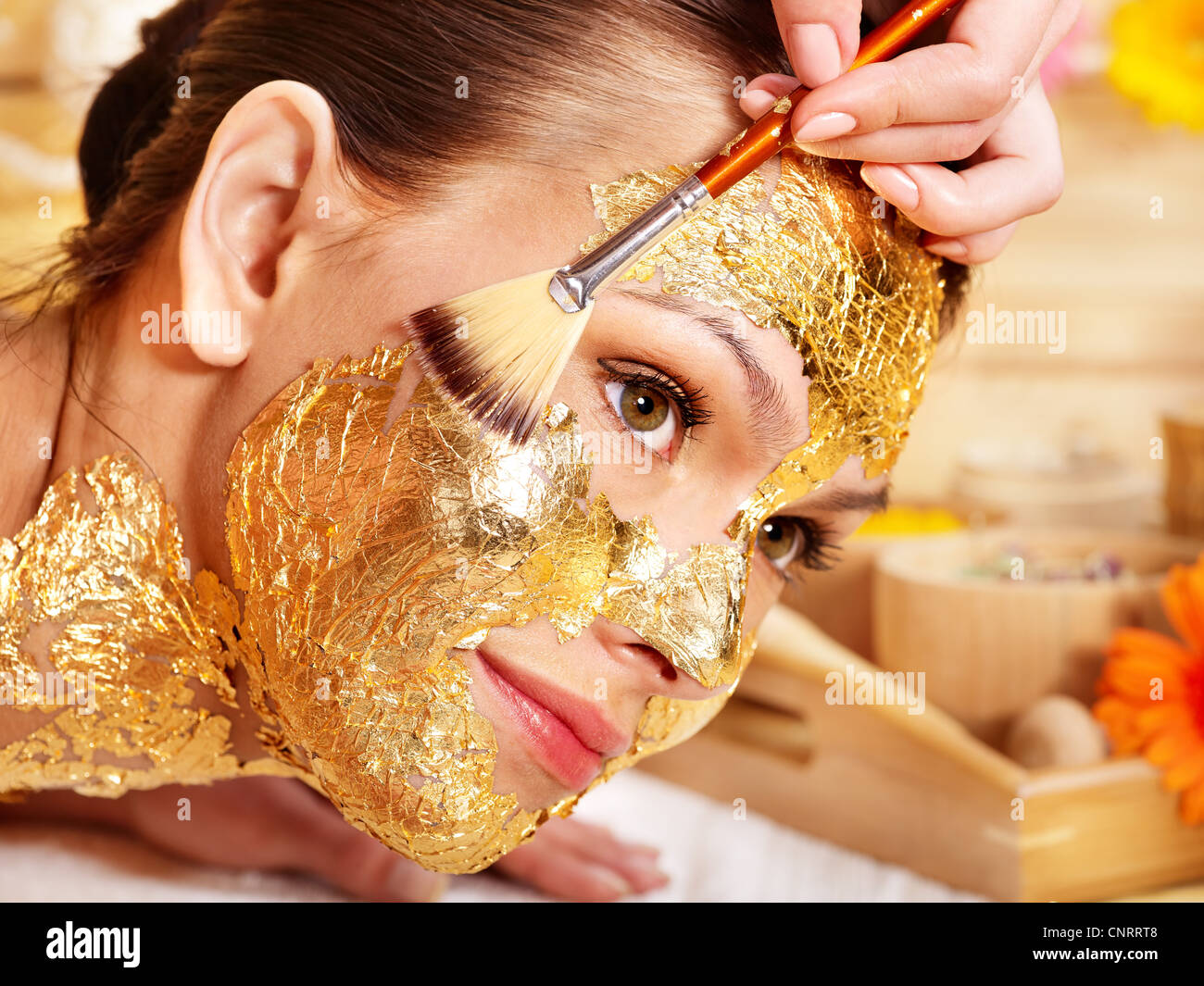 Gold facial mask hi-res stock photography and images - Alamy