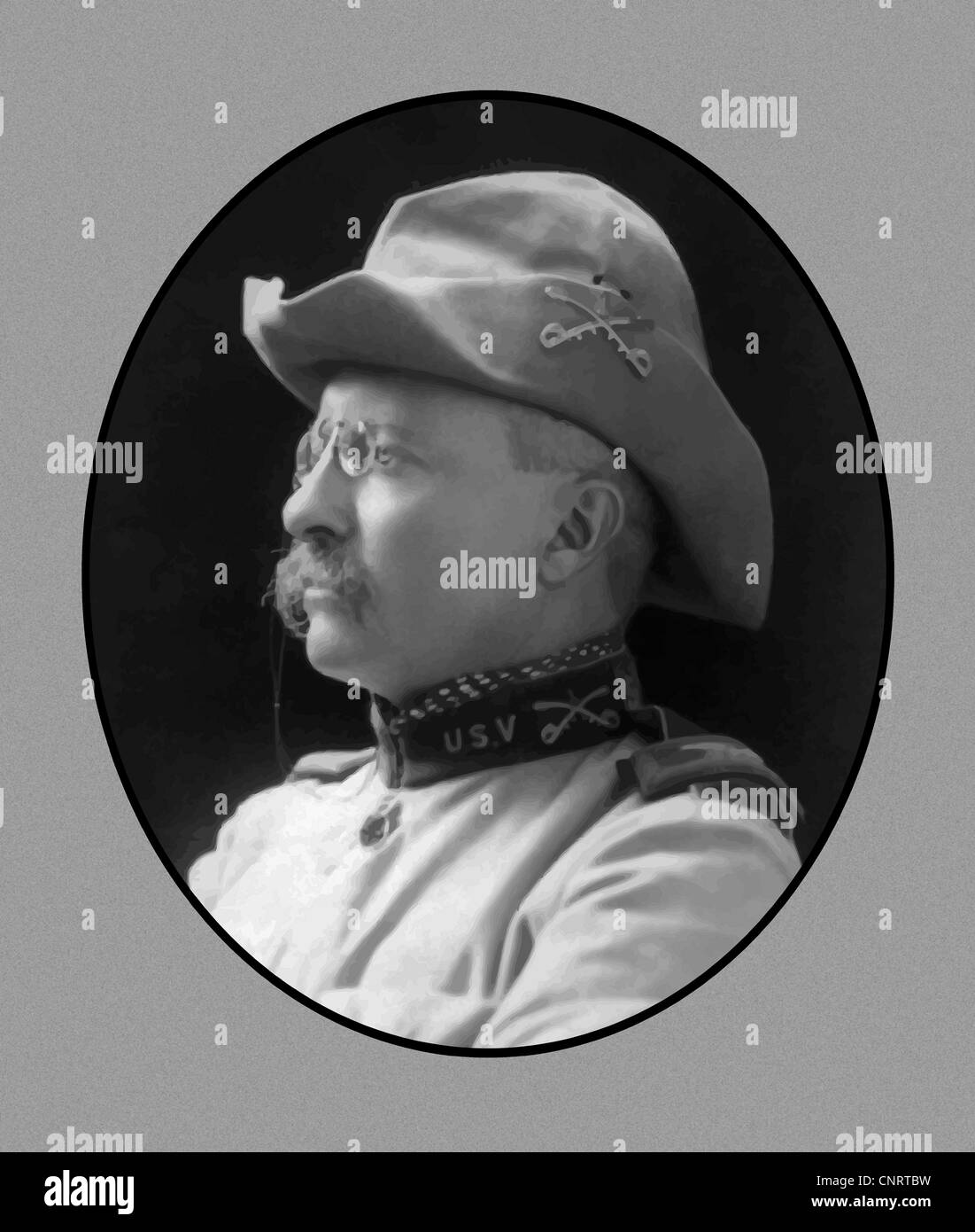 Digitally restored vector portrait of Colonel Theodore Roosevelt Stock ... Digitally restored vector portrait of Colonel Theodore Roosevelt Stock ...