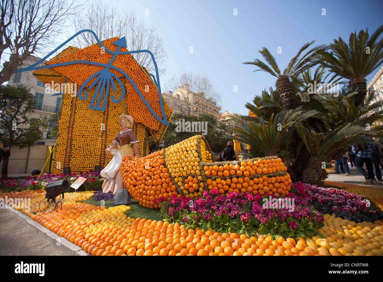 Oranges and lemons stucture at menton Lemon Festival Bretagne region of ...