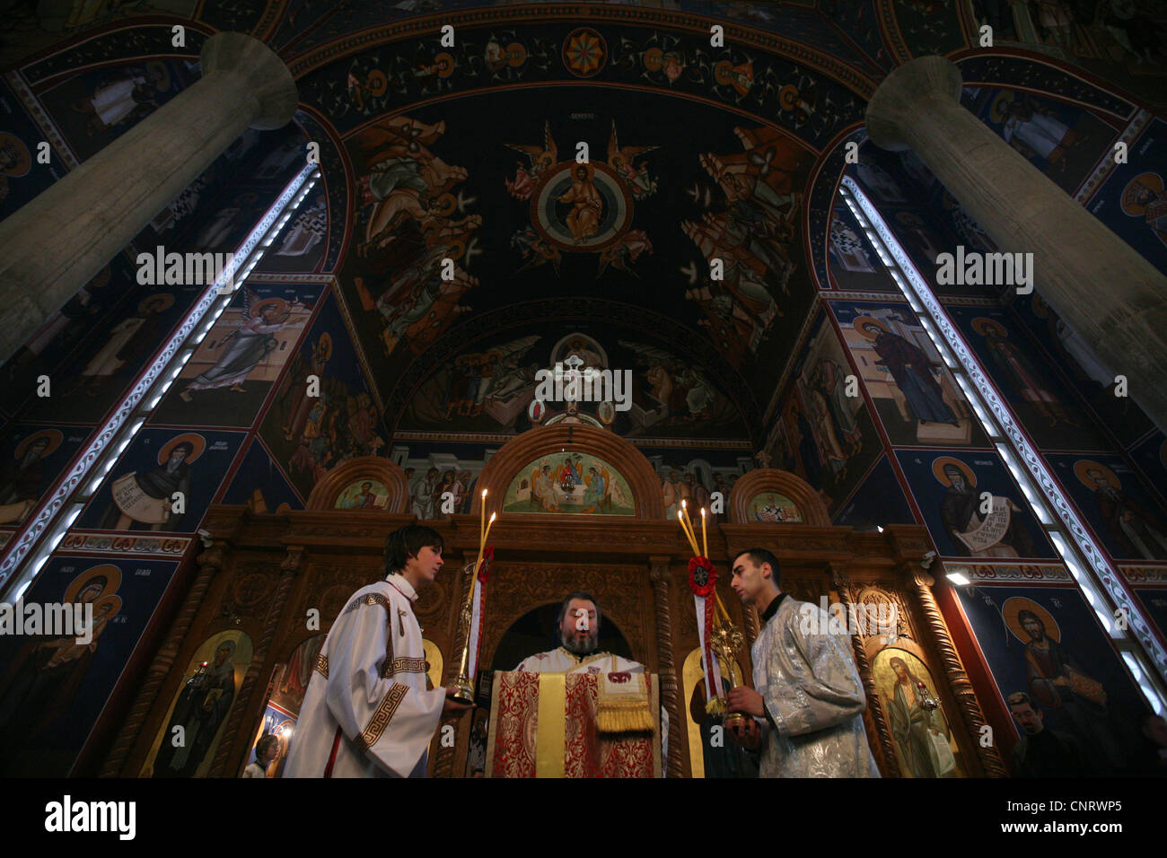 Epiphany morning service in St Parascheva's Church in Belgrade, Serbia ...