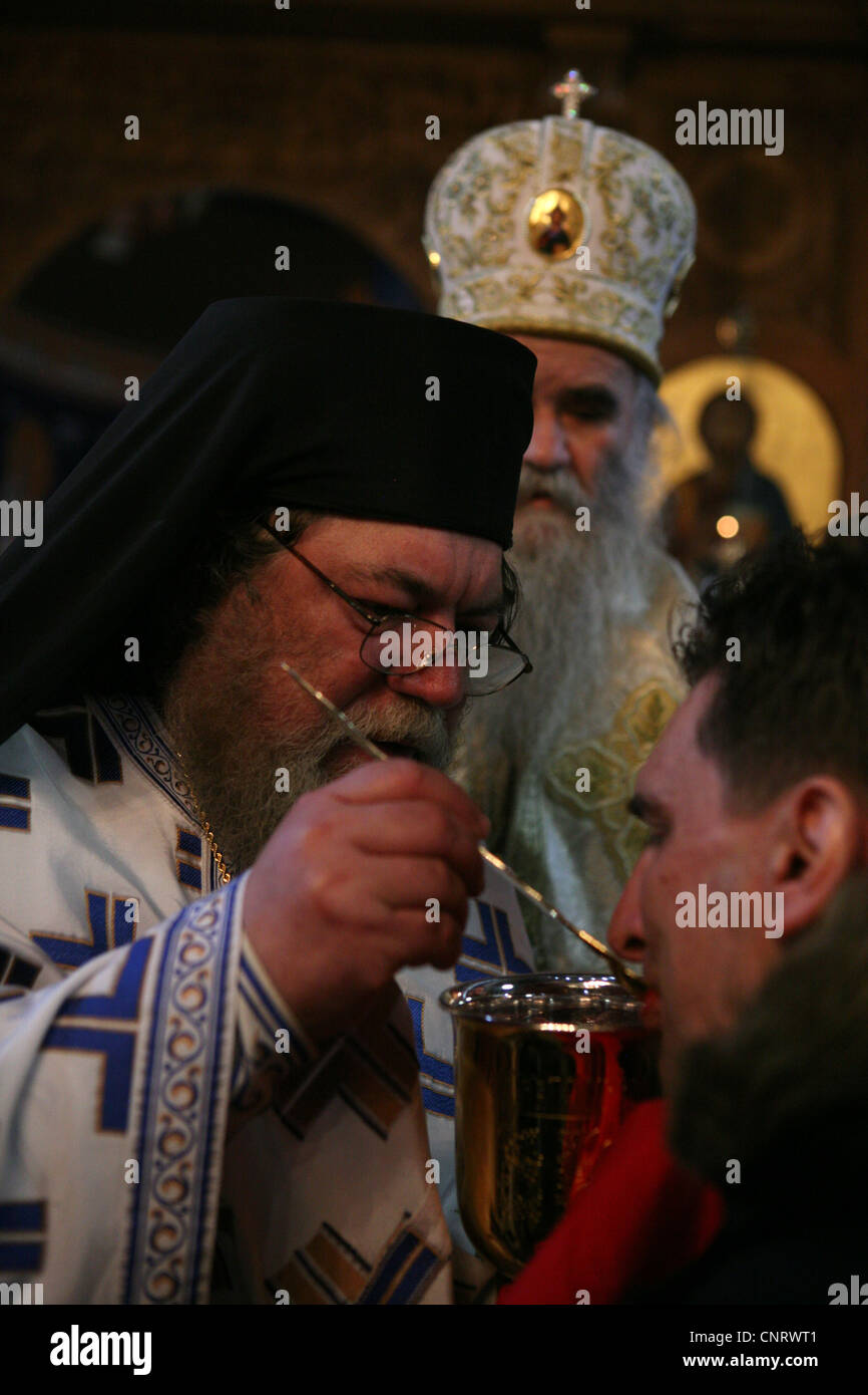 Orthodox Eucharist after an Epiphany morning service in St Parascheva's ...